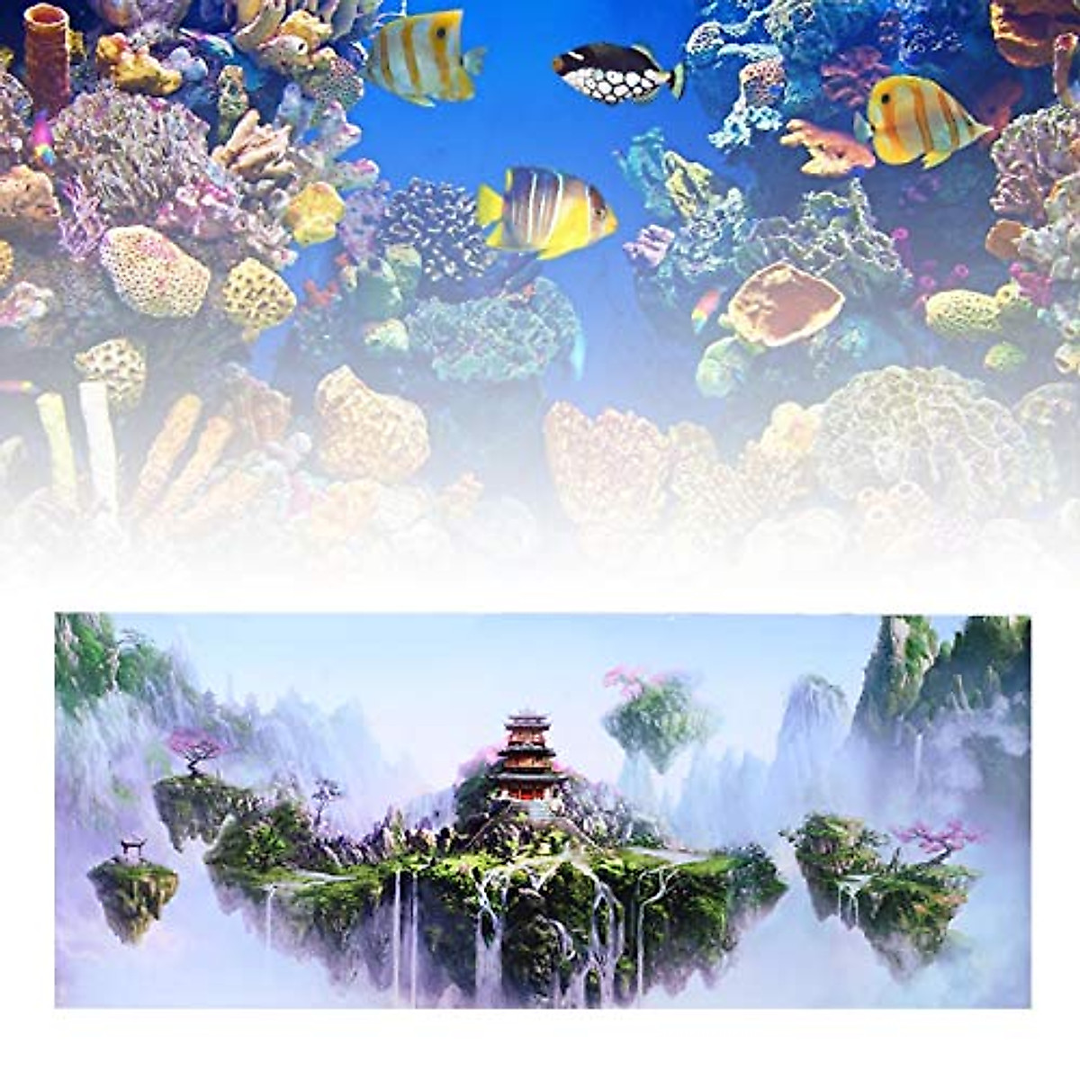 Fish Tank Background Sticker, PVC Castle Pattern Sticker Landscape Image Fish Tank Background Poster Backdrop Decoration Paper (61 * 41cm)