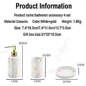 JINYISI Bathroom Accessory Set,Ceramics Bathroom Accessories,4 pcs White Bathroom Sets Accessories,Bathroom wash Cup Toothbrush Cup Set