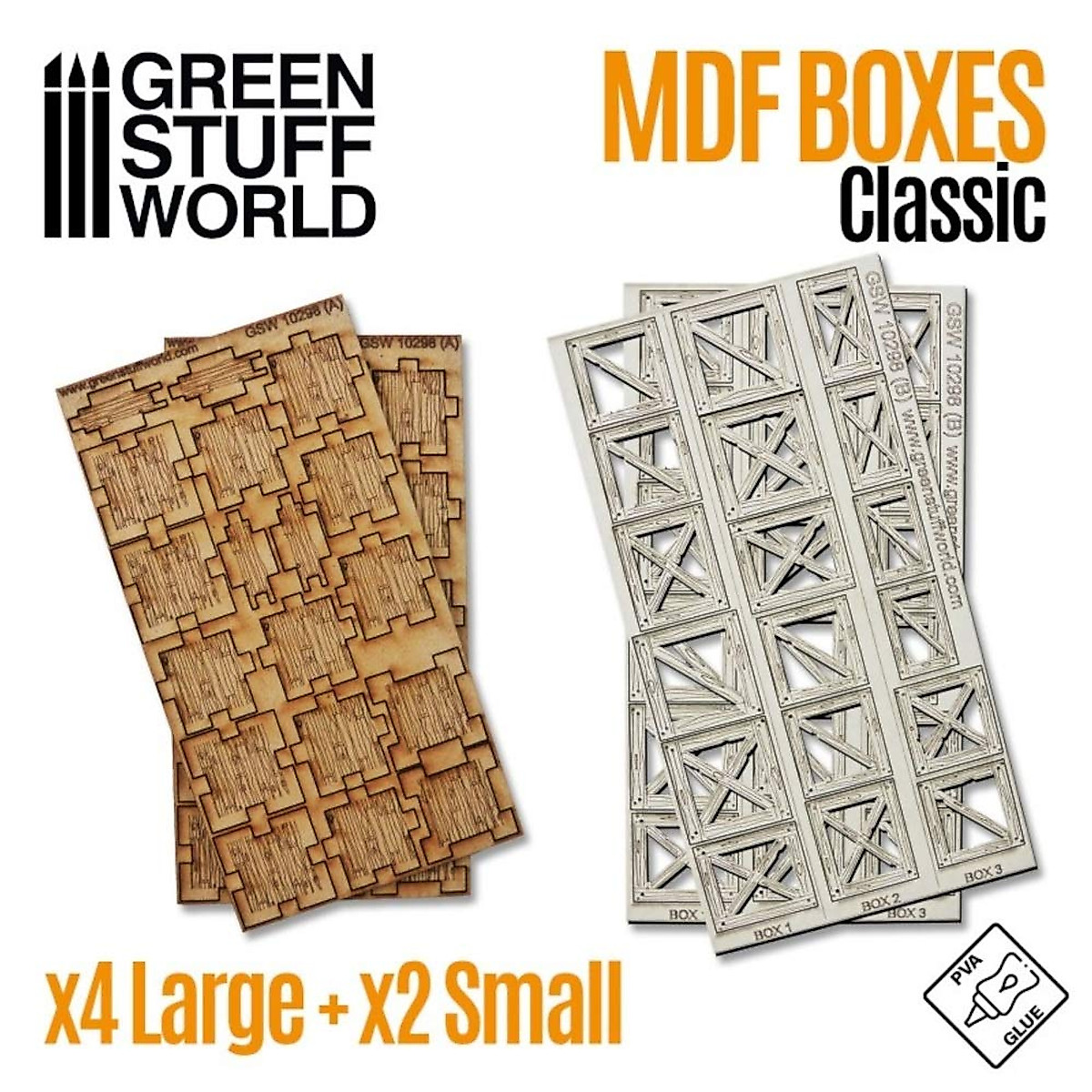 Green Stuff World MDF Boxes for Models and Miniatures – Classic Wood Crates 10298