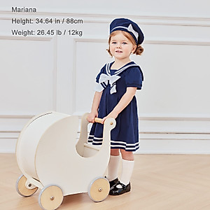 bonbonPomme Baby Girl Nautical Dress with Hat Short Sleeve 100% Cotton Playwear Dress Navy 18-24 Months