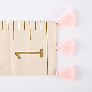 Mud Pie Arrow Milestone Growth Chart Canvas Off White, Pink Tassel