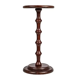 Creative Co-Op Ergo Pedestal Cocktail Side Table, Dark Chestnut