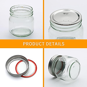 Accguan Mason Jar Set of 16, 8 OZ Glass Jar with Yellow Plastic Lid and Stainless Steel Split Lid, Honey, Wedding Favors, Shower Favors, Food Storage