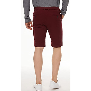 Plaid&Plain Men's Burgundy Shorts Slim Fit Chino Shorts 9 inch Inseam Burgundy 30