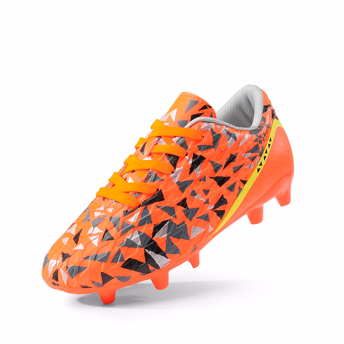 DREAM PAIRS Boys Girls Soccer Cleats Youth Firm Groud Athletic Outdoor Trainning Football Shoes for Little/Big Kid,Size 11 Little Kid,Orange/Dark/Grey/Yellow,HZ19003K