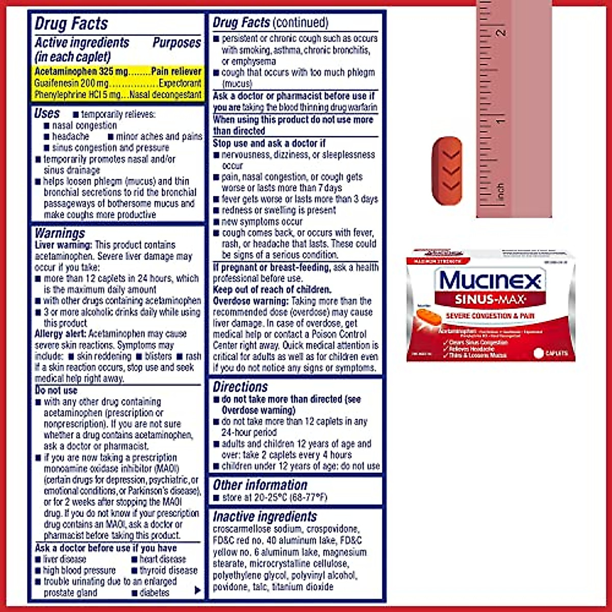 Sinus-Max Congestion & Pain Caplet (20 Count (Pack of 2))