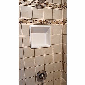 1 USA made Ceramic Recessed Shower Niche 1 compartment shampoo shelf. Easy Install, Easy Clean, Sanitary, Will not Rust or Black Mold, Holds most 3-32 oz shampoo bottles, Soap Holder1C
