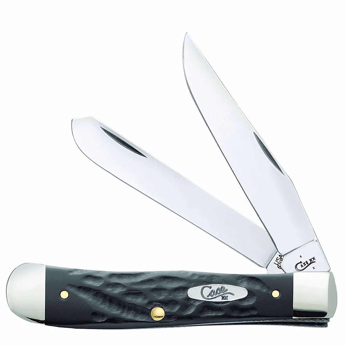 Case WR XX Pocket Knife Rough Black Jigged Synthetic Trapper Item #18221 - (6254 SS) - Length Closed: 4 1/8 Inches