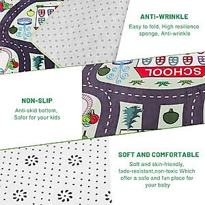 LTKOUGFAM kids Playmat Car Rug, Kids Play Rugs Town City Road Map Rug, Large Educational Kids Car Mat, Boys Kids Car Track Play Rug, Kids Rugs for Playroom Bedroom Living Room (Style 2, 78.7X 59 INCH)
