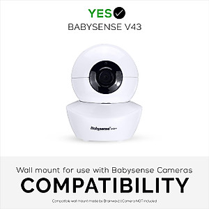 BRAINWAVZ Wall Mount for BabySense V43 Baby Monitor Camera - Adhesive Holder, Easy to Install, No Tools Needed, No Mess, No Drilling, Strong Mount, White
