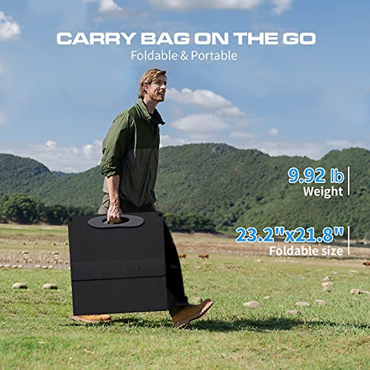 100W Portable Solar Panel, VDL Foldable Monocrystalline Solar Cell Charger with Kickstand, Waterproof IP67 MC-4 for Power Stations RV Off Grid Outdoor