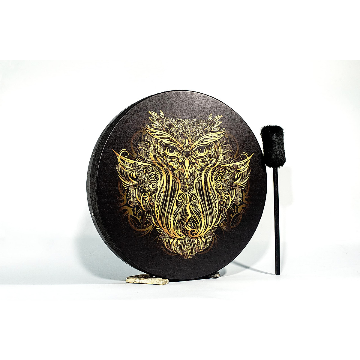 Vegan Shaman "Owl Soul" Drum 20'' | Healing Sound Therapy | Tunable Frame Drum | Water Resistant Membrane | Deep Bass Sacred Sound | With a Soft Protecting Bag