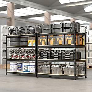 PrimeZone 40" W x 20" D x 59" H Heavy Duty Storage Shelves, 4 Tier Adjustable Garage Storage Shelving, Metal Storage Utility Rack Shelf Unit for Warehouse Pantry Closet Kitchen, Black