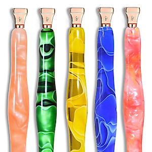 Rose Gold Metal Stainless Steel Tip Diamond Painting Art Sticky Drill Dot Pen Stylus Kits Set Accessories Tool with Wax for DIY 5D Diamond Painting Gem Nail Art White