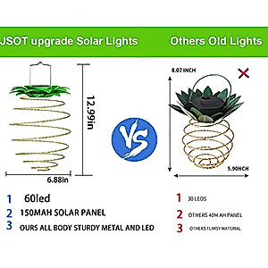 KYAYE Solar Hanging Decorative Light, Waterproof Outdoor Pineapple Light 60 LED for Garden Porch Terrace Balcony Plant Cone Tree Decor (4 Pack)