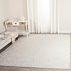 Safavieh Tibetan Collection 8' x 10' Ivory/Ivory TB829A Hand-Knotted Viscose Living Room Dining Bedroom Area Rug