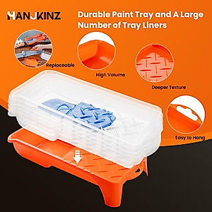 HANJKINZ Paint Roller kit, 2 Inch 15 Pack Small Paint Roller Kit with Microfiber Paint Roller Covers, Paint Tray, Paint Tray Liner, Mini Paint Roller for Painting Corners