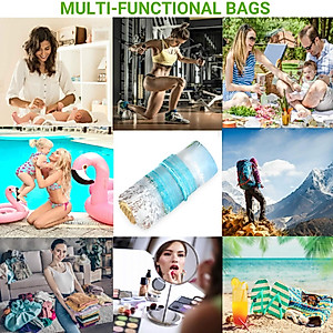 visesunny Palm and Tropical Beach 2Pcs Wet Bag with Zippered Pockets Washable Reusable Roomy for Travel,Beach,Pool,Daycare,Stroller,Diapers,Dirty Gym Clothes, Wet Swimsuits, Toiletries