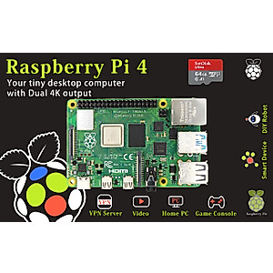 DIGISHUO Raspberry Pi 4B Model B 8GB RAM DIY Kit | with Case | Pi Cooling Fan | San Disk 64G SD Card Micro-SD | Micro HDMI Cable | Sufficient 5V 3A Power Supply (8G Module 8 in 1 Kit)