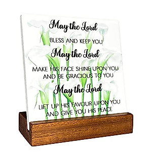 QiCHo Numbers 6:24-26 May The Lord Bless You And Keep You Scripture Art Sign For Desk Decor Gifts - Inspirational Positive Quotes - Christian Encouragement Gifts - Bible Verse