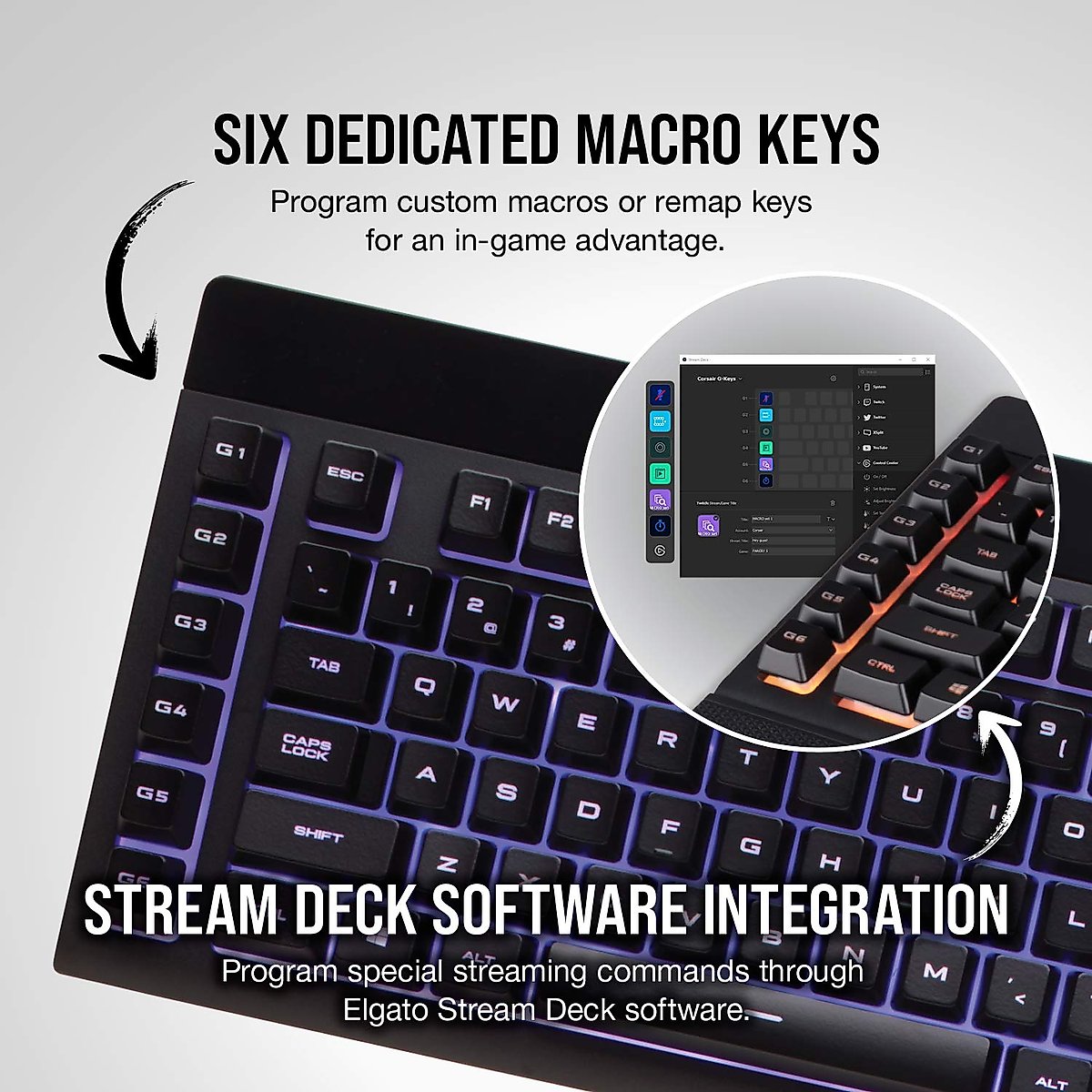 Corsair K55 RGB Gaming Keyboard - Quiet & Satisfying LED Backlit Keys - Media Controls - Wrist Rest Included - Onboard Macro Recording (Renewed)