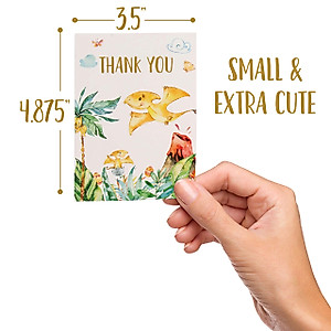 VNS Creations Dinosaur Thank You Cards – 30 Cute Dinosaur Cards with Envelopes & Stickers for Kids Birthday, Toddler Thank You Notes, and Baby Shower Thank You Cards