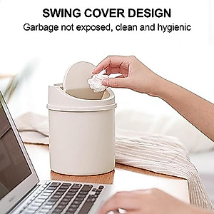 ANZAGA Small Trash Can, Mini Desktop Trash Can, Waste Bin with Lid, Creative Small Paper Basket Wastebasket for Home Bathroom Bedroom Car Interior