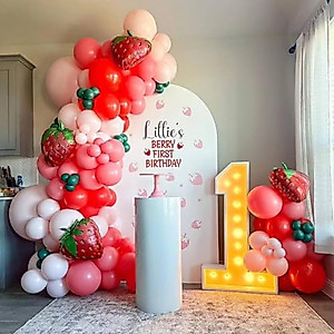 Strawberry Birthday Party Decorations 131pcs Strawberry Balloons Garland Arch Kit for Baby Shower and Girls Berry First Theme Birthday Party Decoration