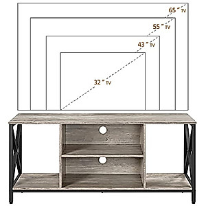 Yaheetech TV Stand for 65 inch TV Console Table with Storage Shelves Cabinet, 55" Wood Entertainment Center for Living Room, Industrial Modern Style TV Cabinet for Flat Screens, Gray