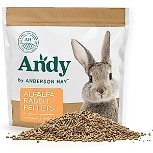 Andy Alfalfa Hay Pellets, Premium Bunny Food for Rabbits, Alfalfa Pellets for Pregnant Bunnies, Young Rabbit Food, Rich in Calcium and Protein, 5 lbs Bag