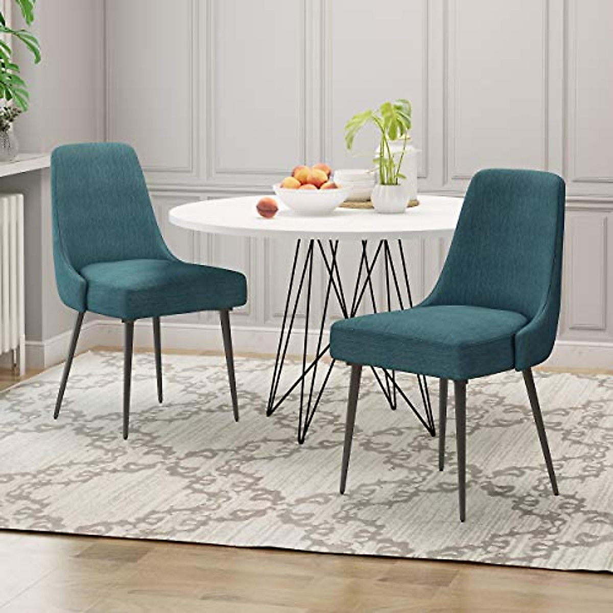 Christopher Knight Home Dawn Modern Fabric Dining Chairs, Teal, 23.75D x 19.25W x 35.25H in (Set of 2)