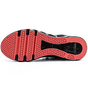 FRSHANIAH Steel Toe Shoes for Men Indestructible Work Sneakers Puncture Proof Slip On Safety Shoes for Industrial Coustruction Black Red Size 11