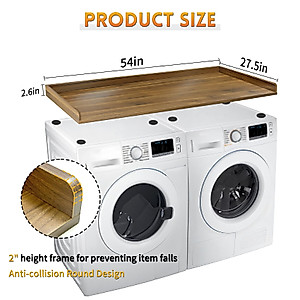 Washer Dryer Countertop, Laundry Countertop, Laundry Cover for Washer and Dryer Wood, with Edge Rails 27.5" x 54", Release Your Laundry Room, Table Top for Washer and Dryer - Walnut (Retro Brown)