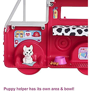 Barbie Chelsea Can Be Doll & Toy Fire Truck Playset with Blonde Small Doll, 2 Pets & 15+ Accessories, Open for Fire Station