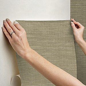 NuWallpaper NUS2215 Wheat Grasscloth Peel & Stick Wallpaper, Neutral