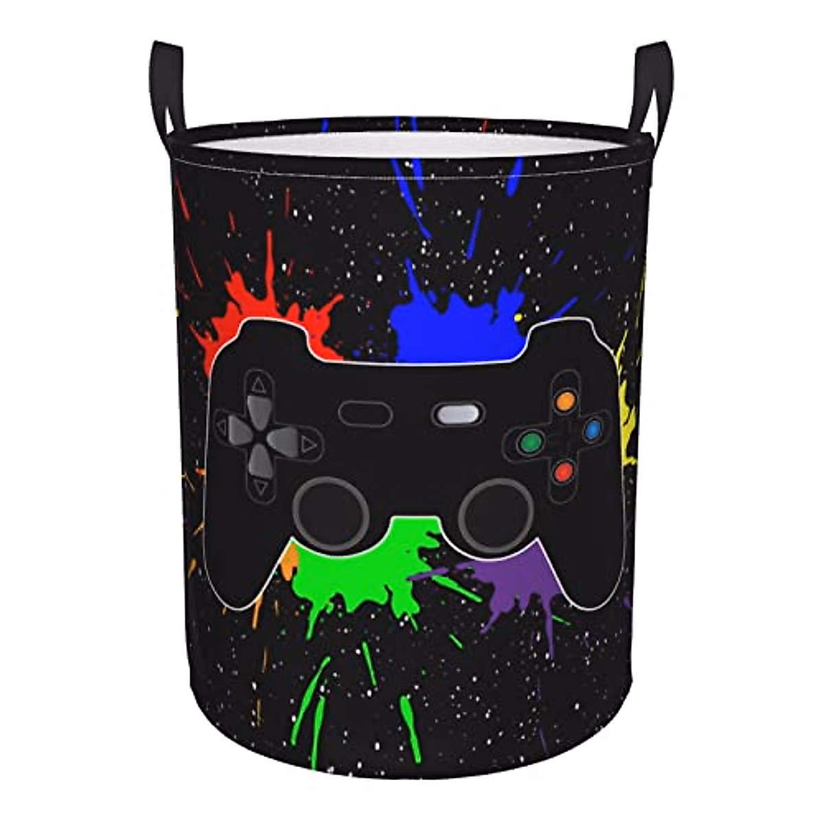 Gbuzozie 38l Round Laundry Hamper Game Joystick Storage Basket Waterproof Coating Organizer Bin For Nursery Clothes Toys