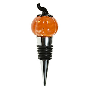 Glass Pumpkin, Halloween Wine Bottle Stopper - Decorative, Unique, Handmade, Eye-Catching Glass Wine Stoppers – Pumpkin Wine Stopper, Fall Wine Accessories Gift for Host/Hostess - Wine Corker / Sealer
