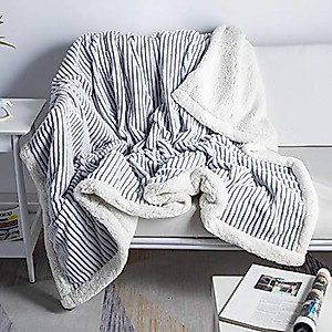 DISSA Sherpa Blanket Fleece Throw – 51x63, Grey & White – Soft, Plush, Fluffy, Fuzzy, Warm, Cozy, Thick – Perfect for Couch, Bed, Sofa, Chair - Reversible Throw Blanket