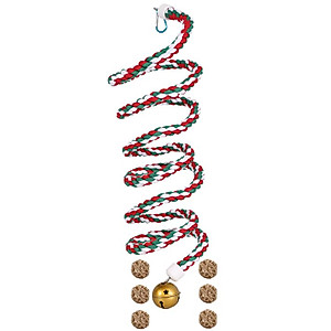 GJRGEG1Y Rope Bungee Cotton Perch for Bird. with Large Bell Climbing Toy[1 Pack] (118 inches)