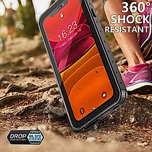 AMILIFECASES for iPhone 11 Case Waterproof,with Built in Screen Protector,Shockproof Dustproof Full Body Heavy Duty Protective Phone Case for iPhone 11 6.1 inches Black/Clear