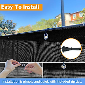 MVPNET 6' x 10' 90% Fence Privacy Screen Black Fence Covering Heavy Duty Privacy with Grommets 90% Mesh Tarp Sun Screens for Patio,Garden, Backyard,Outdoor.