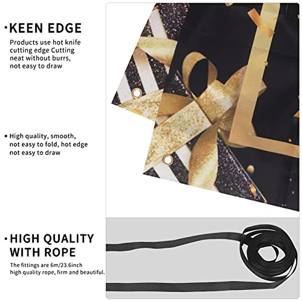 Homelove Birthday Banner,(71 x 43 Inch) Large Happy Birthday Backdrop Banner, Black Gold Balloon Photography Background Party Decorations for Party Favor Supplies Birthday Celebration