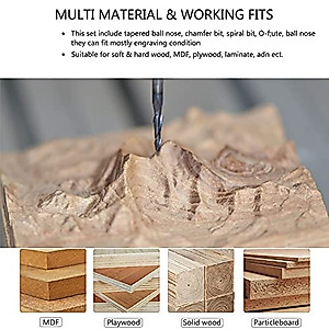 SpeTool 8Pcs Carbide CNC Router Bits Set 1/4 Inch Shank for Woodworking Detail Carving Trimming V Groove Engraving Slotting Mortise