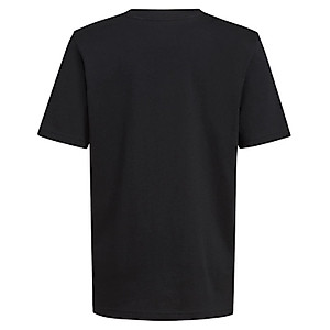adidas Boys' Big Short Sleeve Cotton BoS Ghost Logo T-Shirt, Black, S(8)