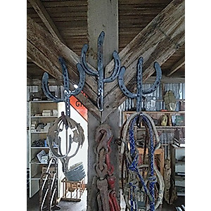 Rustic Horseshoe Cactus Hanger Hooks - The Heritage Forge Polished Metal