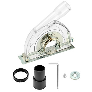 QWORK Cutting Dust Shroud for Angle Grinder 4-1/2" to 5", Transparent Cutting Dust Shroud Grinding Cover, Angle Grinder Dust Collection Attachment