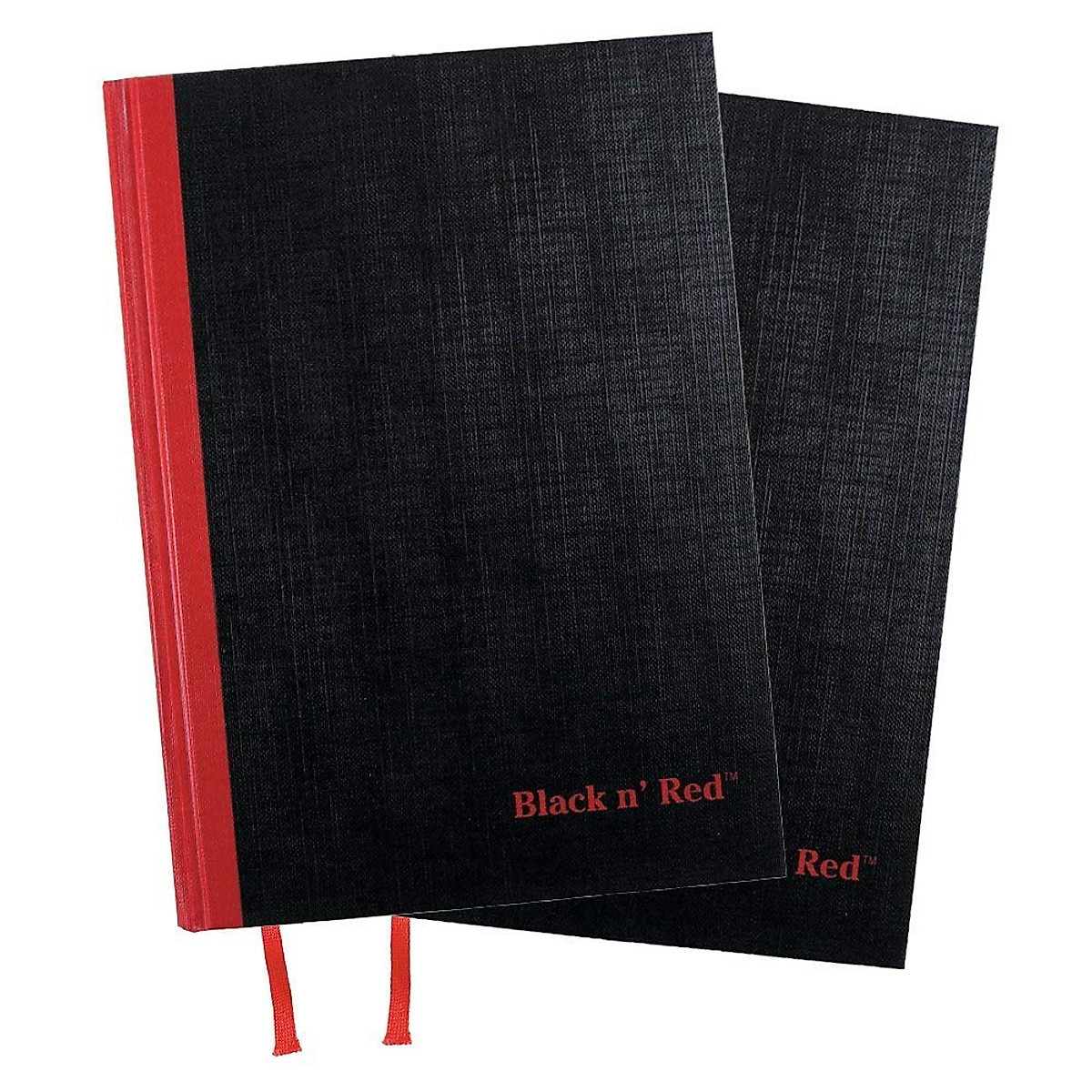 Black n' Red Notebook, Durable Hardcover, Premium Optik Paper, Scribzee App Compatible, Environmentally Friendly, Secure Casebound Binding, 8-1/4" x 5-7/8", 96 Double-Sided Ruled Sheets, Pack of 2 (73405)