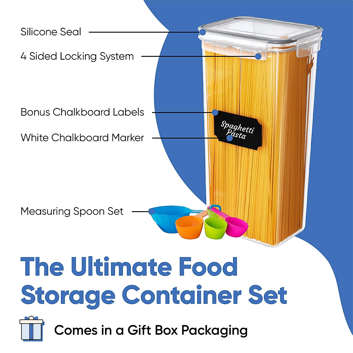 Chef's Path Airtight Food Storage Containers Set with Lids (24 Pack) for Kitchen and Pantry Organization - BPA Free Kitchen Canisters for Cereal, Rice, Flour & Oats - Free Marker and 24 Labels