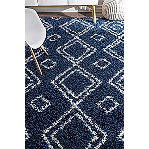 nuLOOM Iola Geometric Shag Area Rug, 8x10, Blue