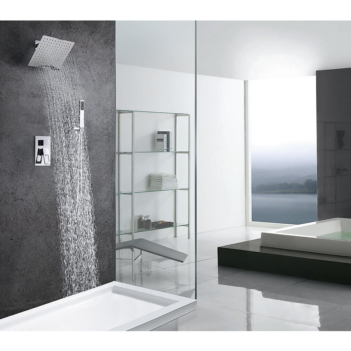 Shower Faucet Sets Complete,Rough-in Valve Included and Full Metal Components in Chrome Finish,Sumerain